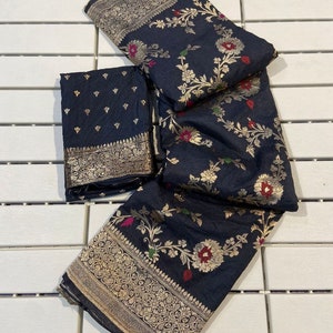 Purple Indian Traditional Khadi Banarasi Saree, Wedding Wear Saree ...