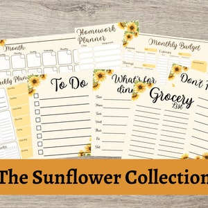 Beautiful Organizational Planner Download - Sunflower Collection ...