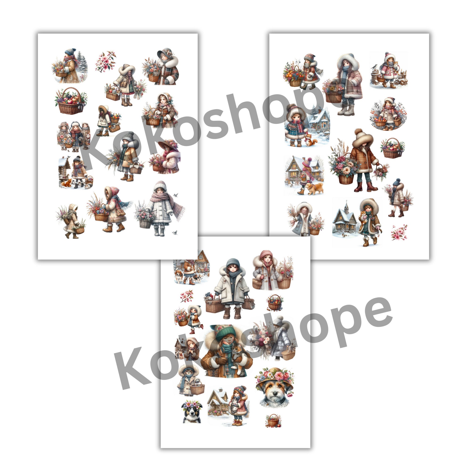 Watercolor Winter Girl Clipart, Winter Girl Image, Winter Girl Sticker ...