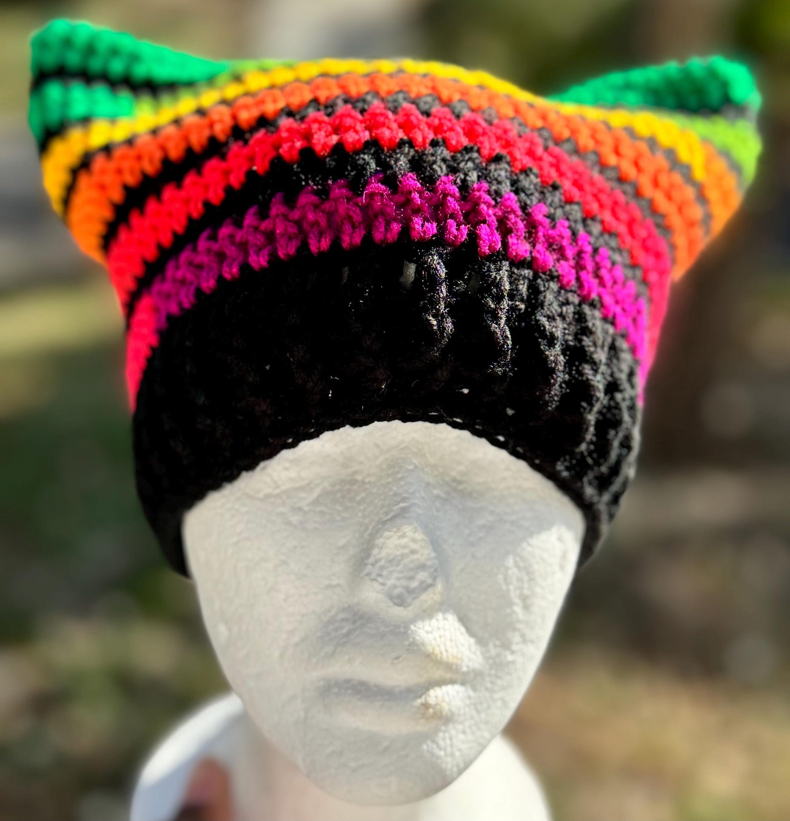Rainbow and Black Cat Ear Beanie - Etsy