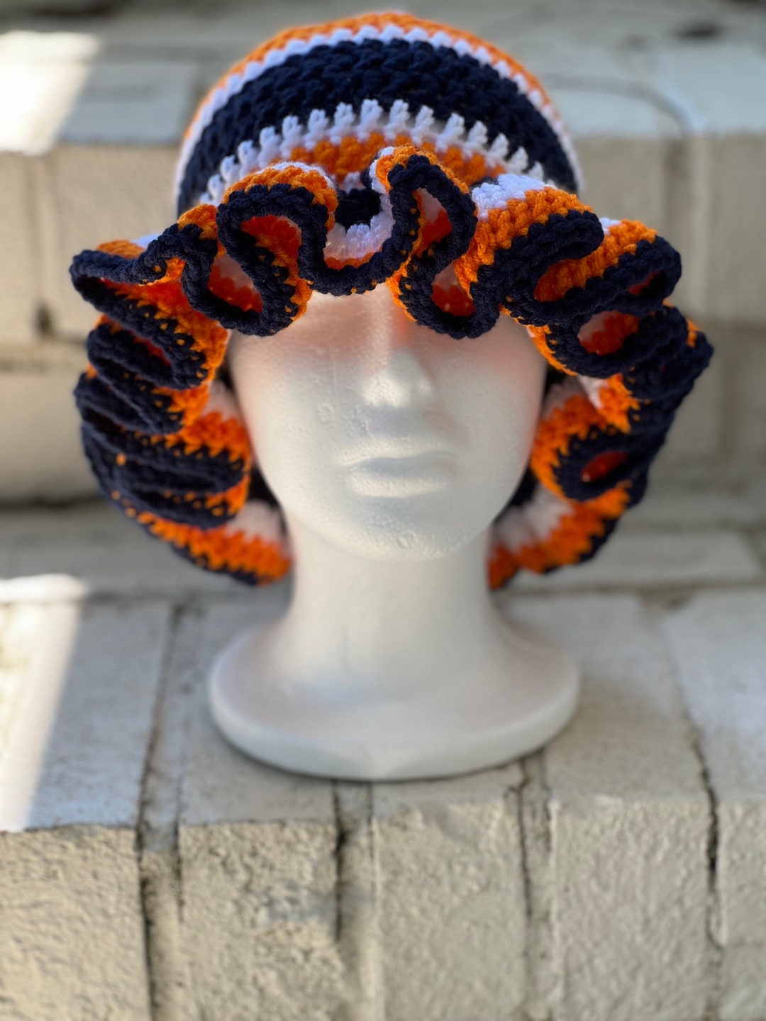 Striped Ruffle Hat standard Ruffles - Etsy