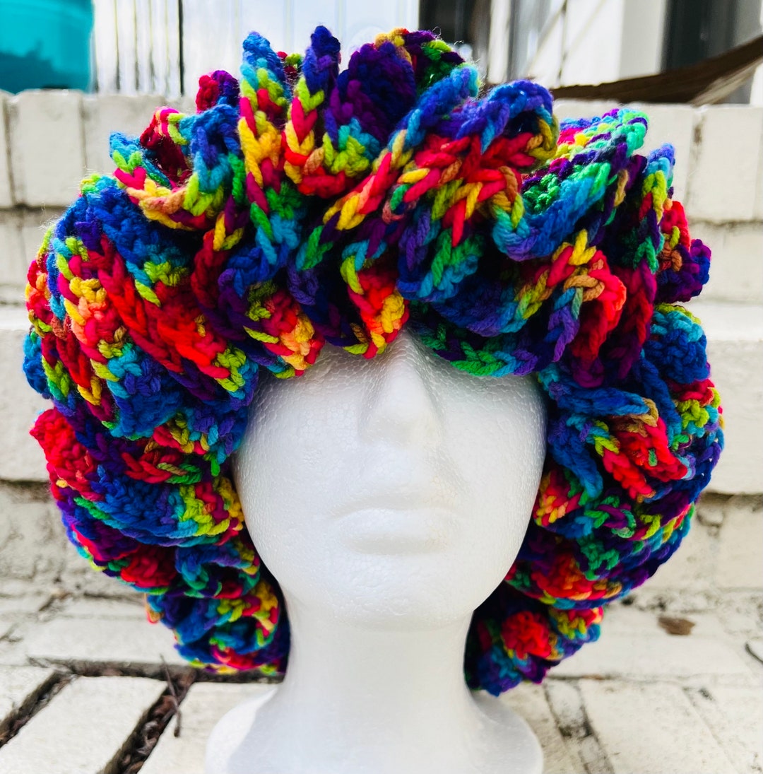 Weather Map Rainbow Crochet Ruffle Hat (dramatic) - Etsy