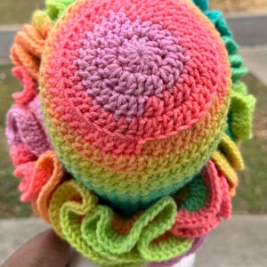 Crochet Ruffle Hat Rainbow Sherbet (dramatic) - Etsy
