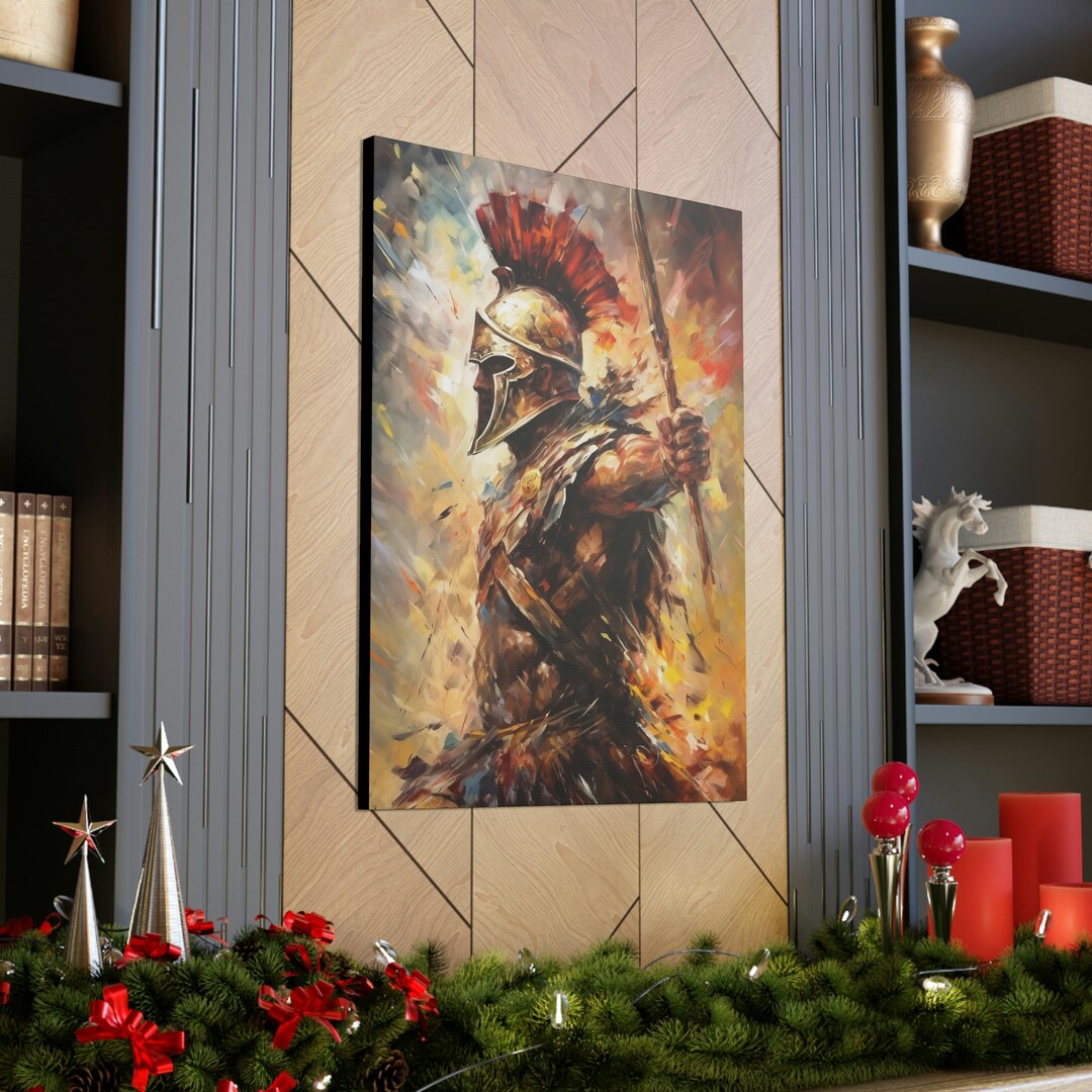 Spartan Canvas Print Oil Paint Print Gym Decor Gym Gifts - Etsy