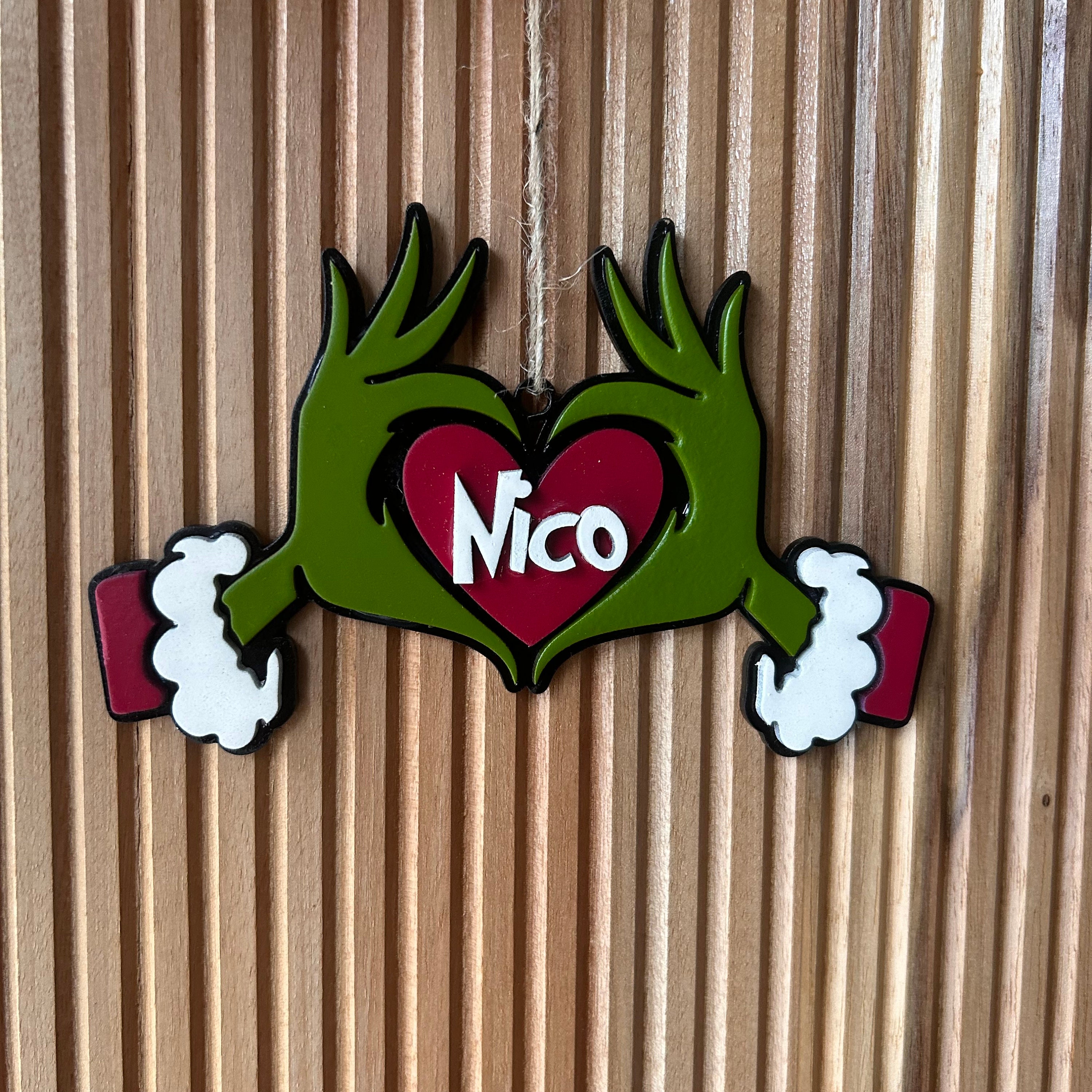 Grinch Hands Heart Ornament, Personalized Grinch Ornament, Grinch ...