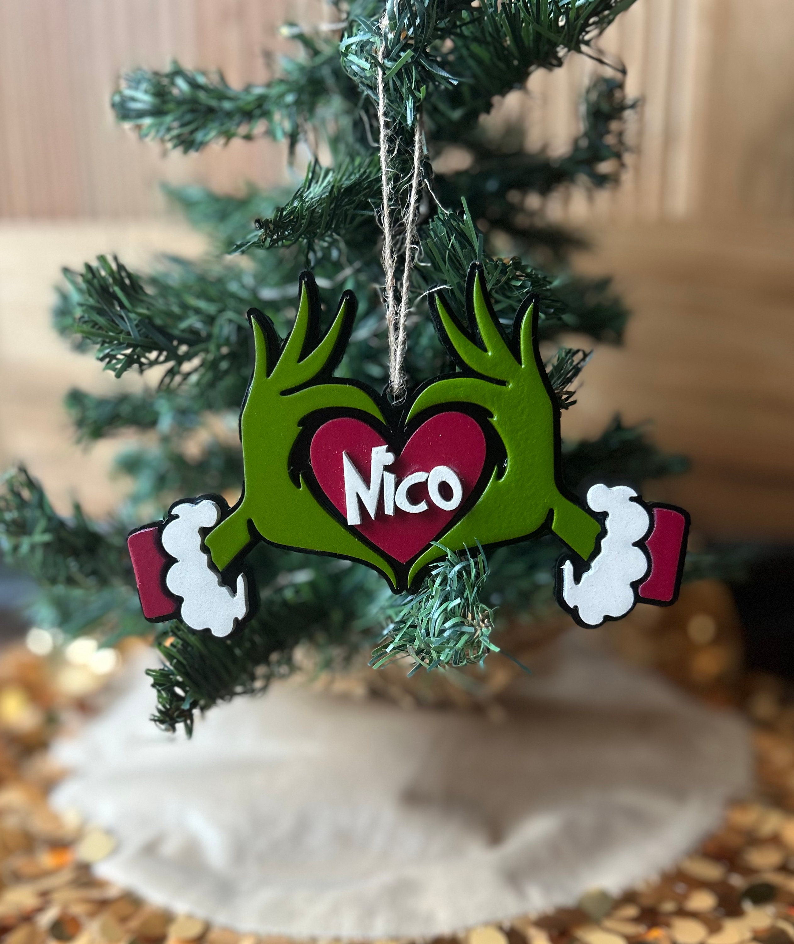 Grinch Hands Heart Ornament, Personalized Grinch Ornament, Grinch ...
