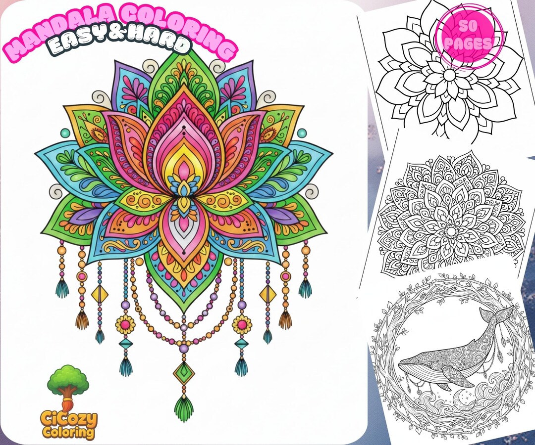 Mandala Coloring Book for Adults | Easy & Complex Designs | 50 Relaxing ...