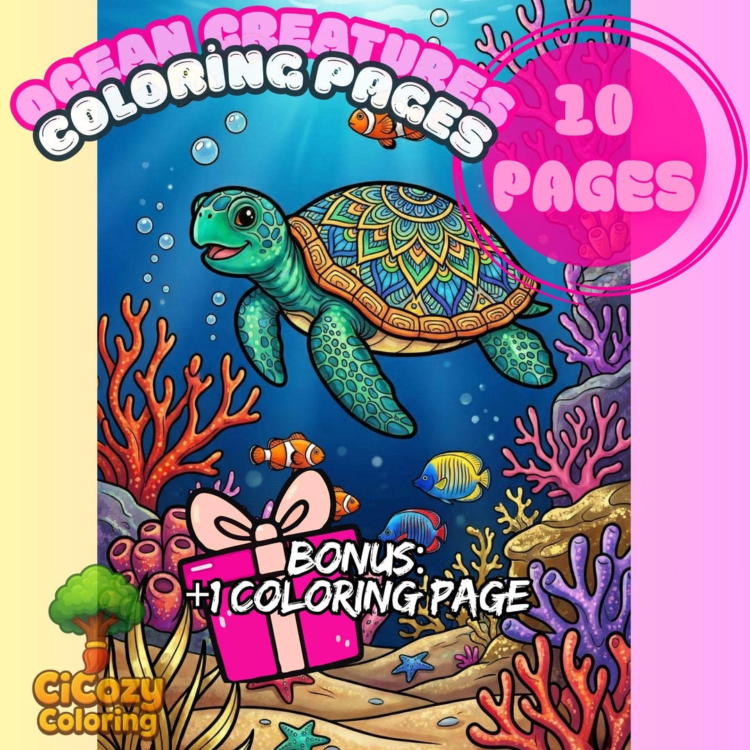 Cozy Ocean Coloring Book PDF | Intricate Sea Creatures PDF | Relaxing ...