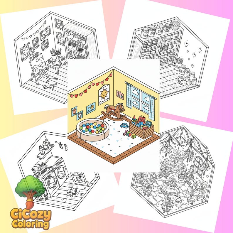 Cozy Room Coloring Book V.2 | Relaxing Home Scenes Coloring Pages ...