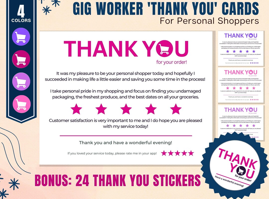 Thank You Card, Gig, Gig Shopper, Personal Shopper Thank You Card ...