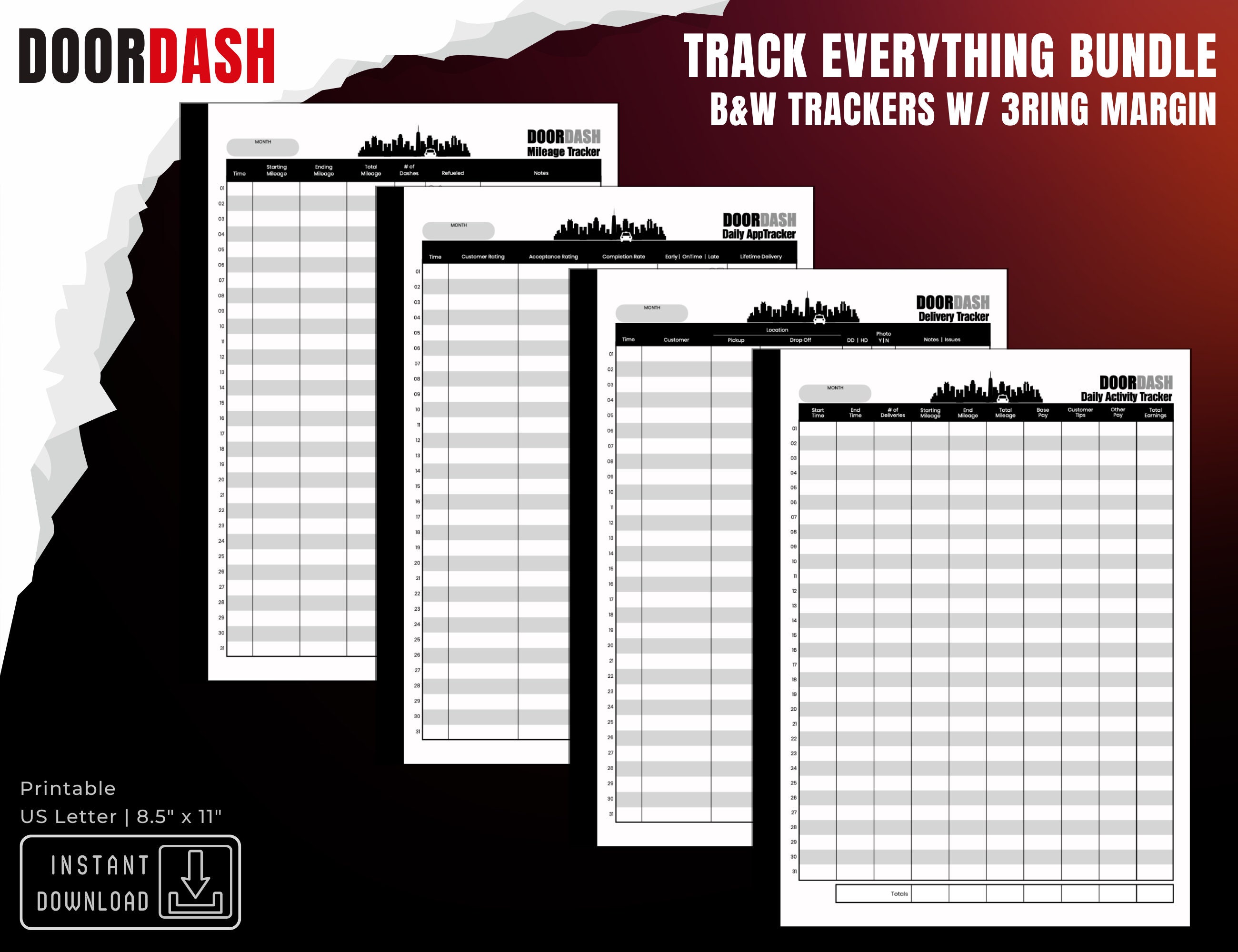 Printable Tracking Templates Bundle, Digital Tracking Templates ...