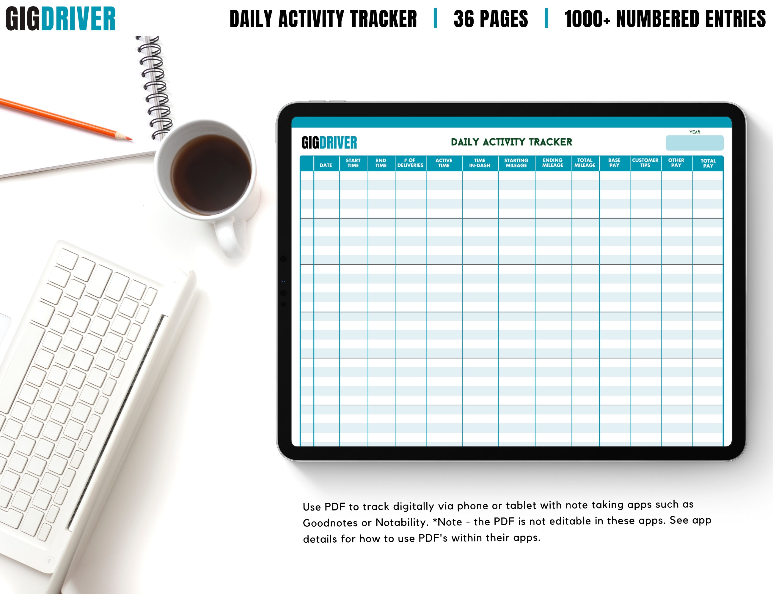 Printable Daily Activity Tracker, Digital Daily Activity Tracker ...