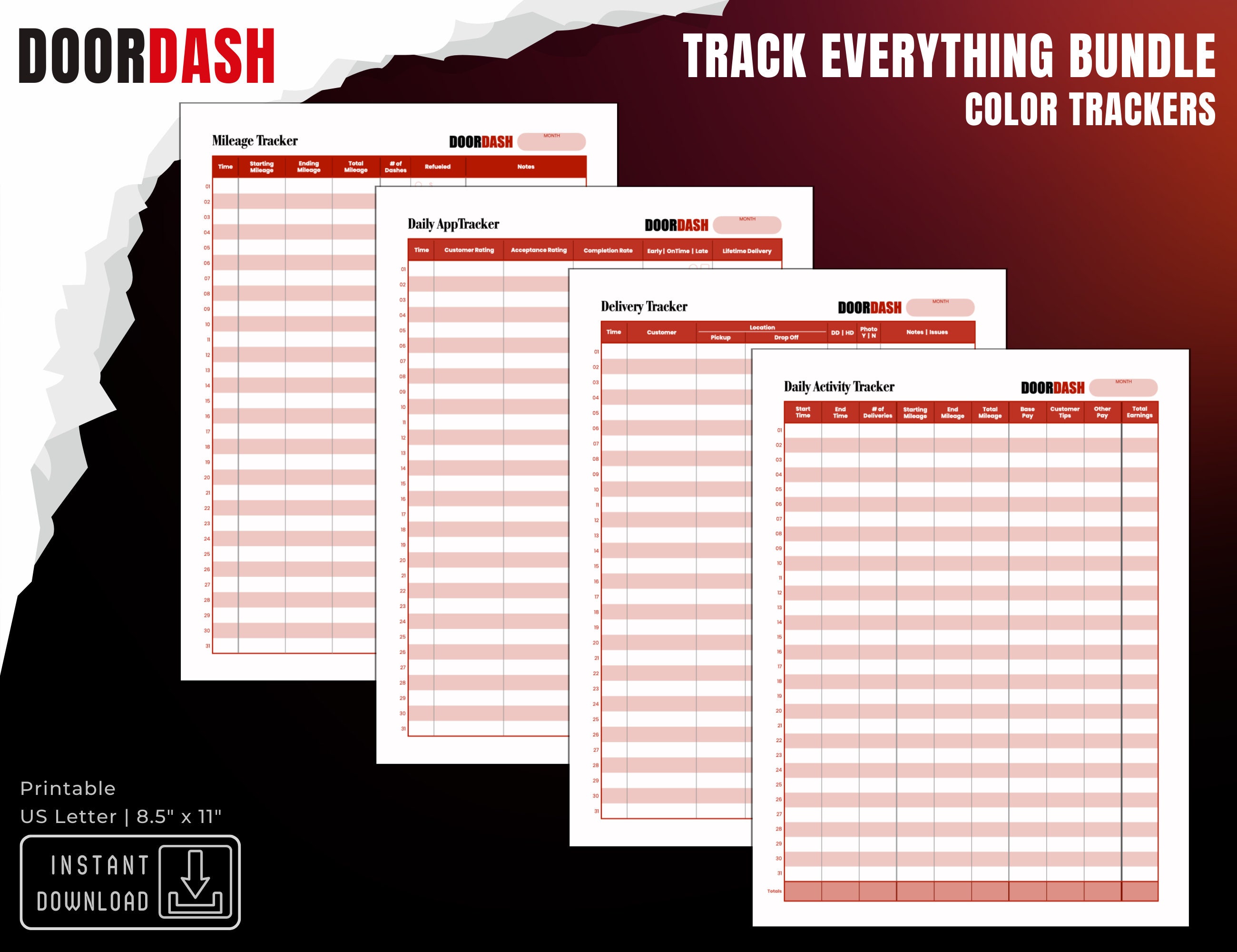Printable Tracking Templates Bundle, Digital Tracking Templates ...
