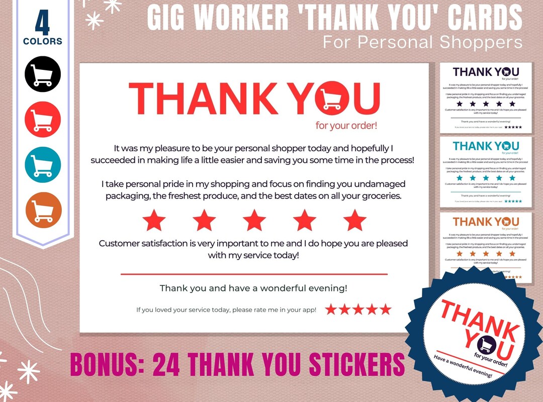 Thank You Card, Gig, Gig Shopper, Personal Shopper Thank You Card ...