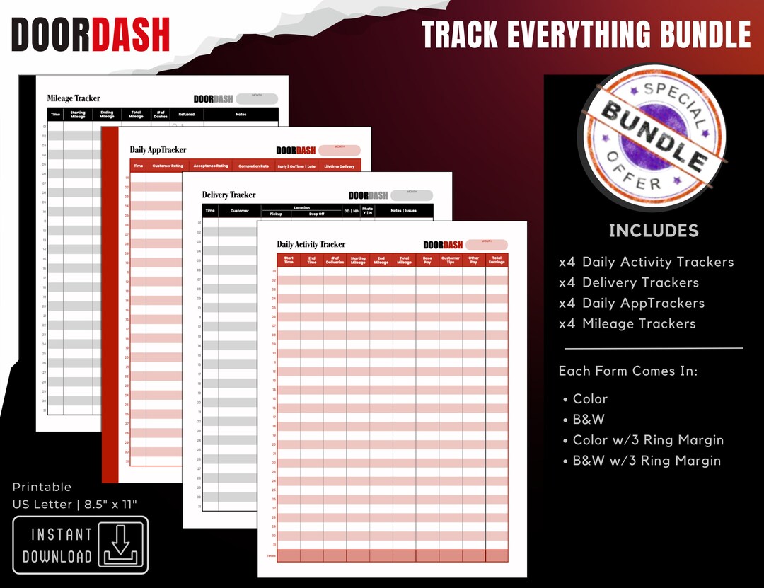 Printable Tracking Templates Bundle, Digital Tracking Templates ...