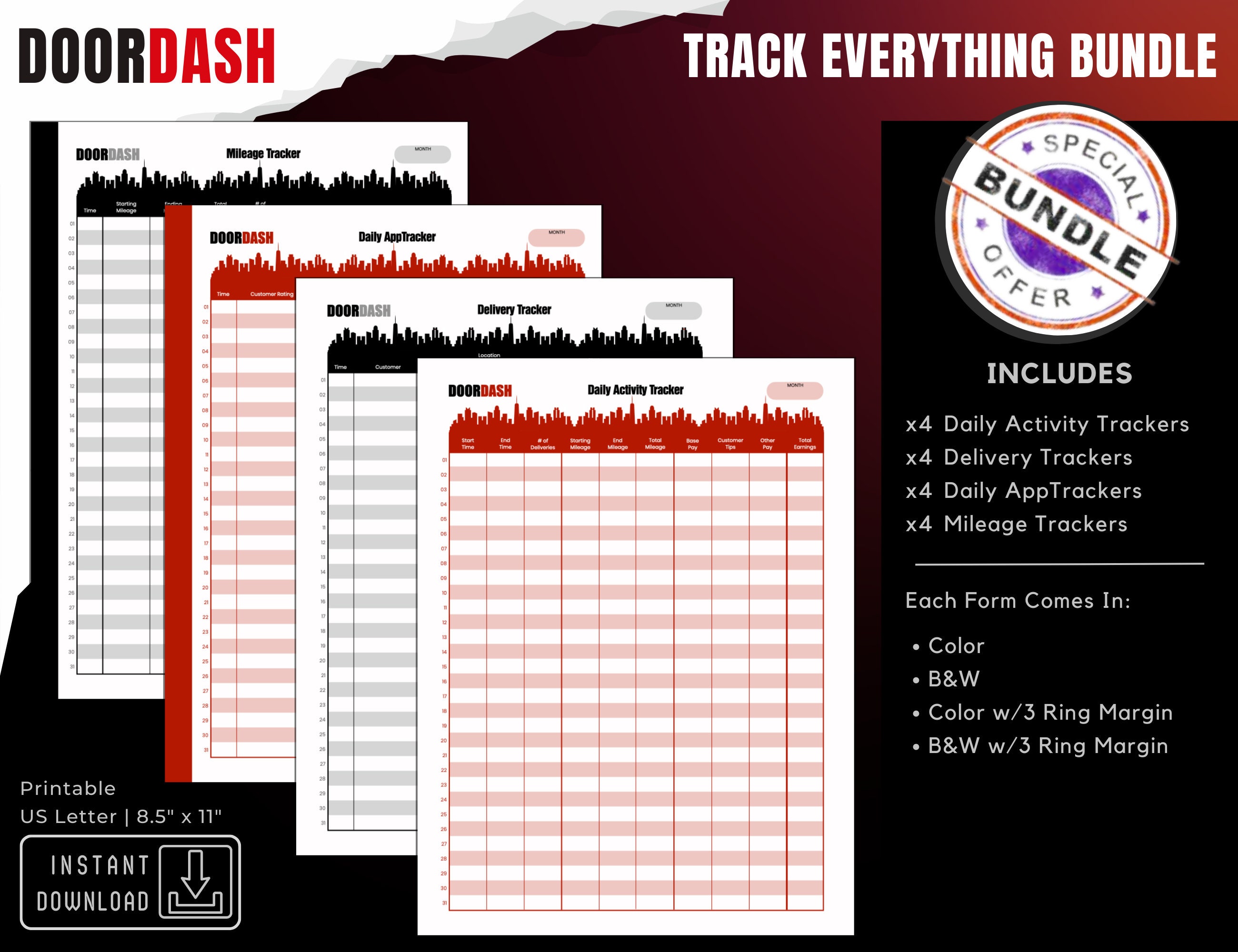 Printable Tracking Templates Bundle, Digital Tracking Templates ...