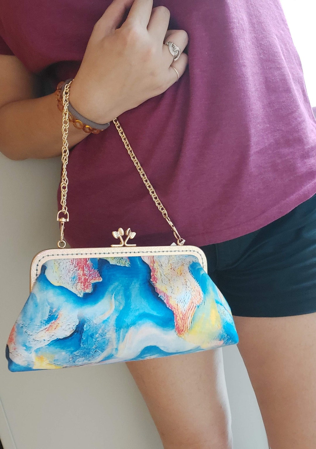 Hand-sewed Frame Purse -FP0215 Kiss Clasp Frame Bag, Sewing Clutch Bag ...