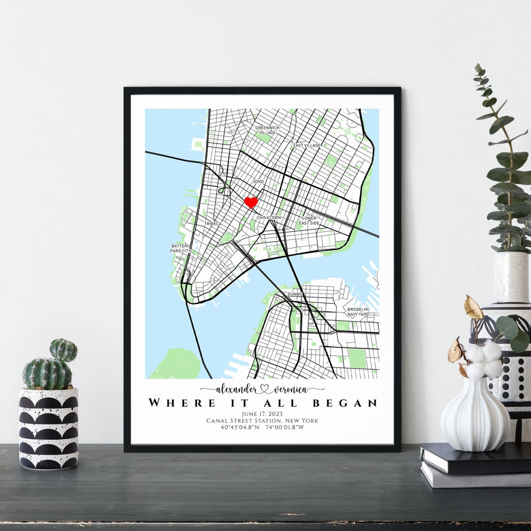 Custom Where It All Began Map, Latitude Longitude Coordinates ...