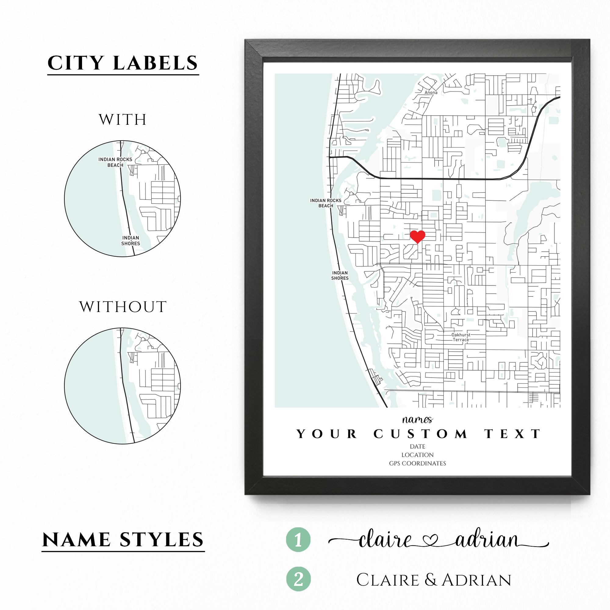 Where We Tied the Knot Map Custom Wedding Map Print Framed, Gift for ...