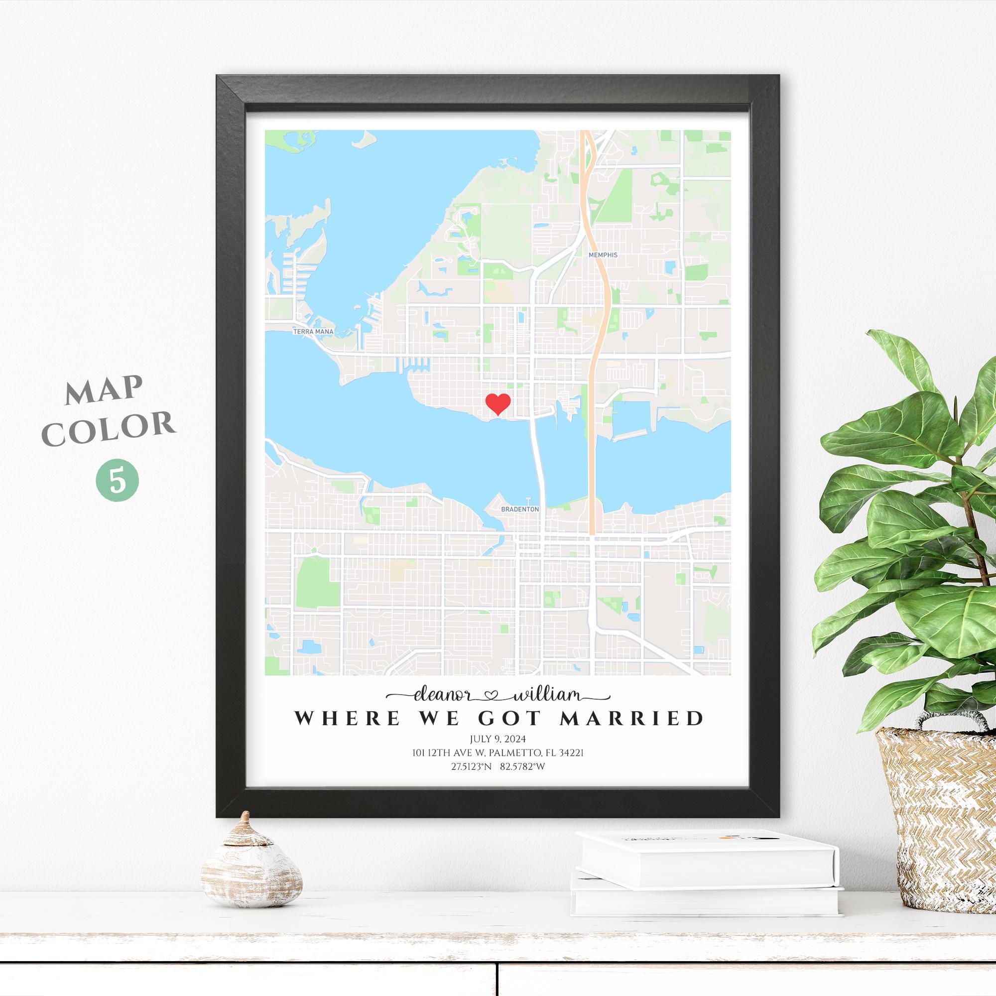 Where We Said I Do Map - Custom Wedding Map Print Framed, Gift for ...