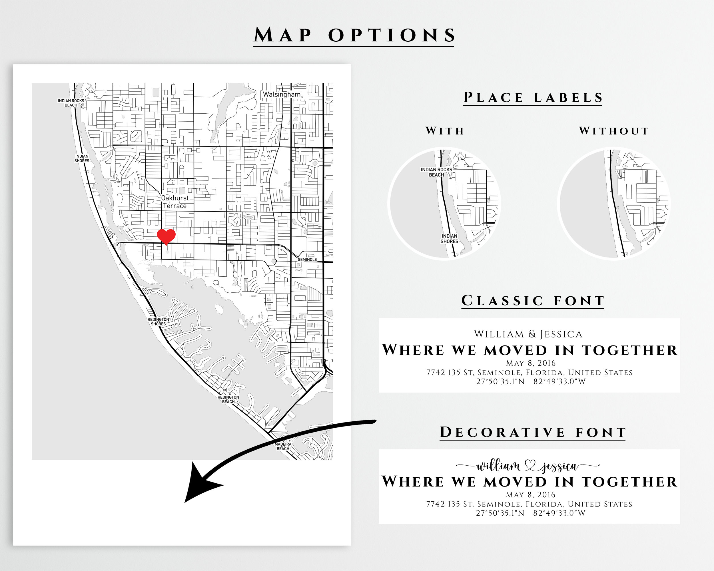 Custom Where It All Began Map, Latitude Longitude Coordinates Map ...