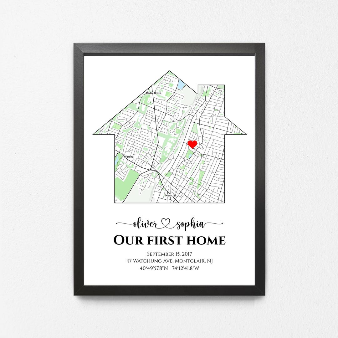 Personalized Housewarming Gift, Custom Home Map, First Time Home Buyer ...