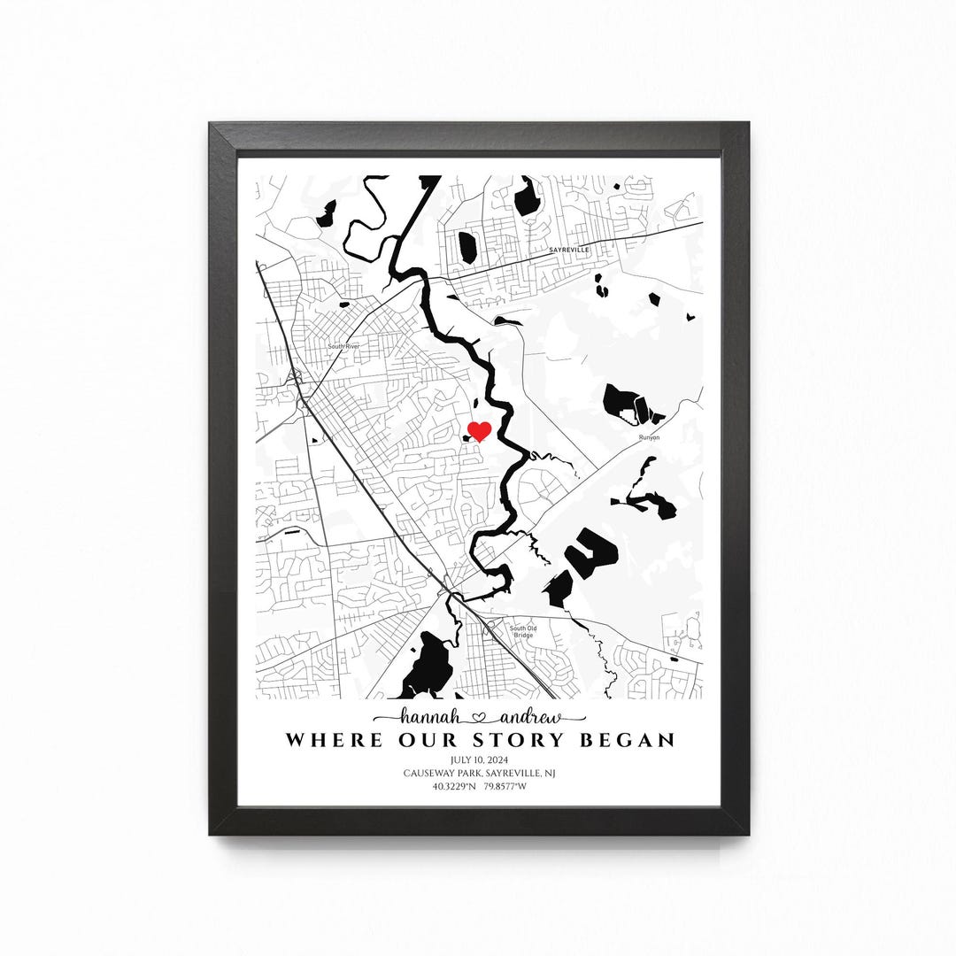 Custom Where It All Began Map , Where We Met Map, First Date Map, Our ...