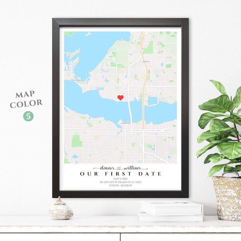 Our First Kiss Map, First Kiss Location, First Kiss Gift, Valentines ...