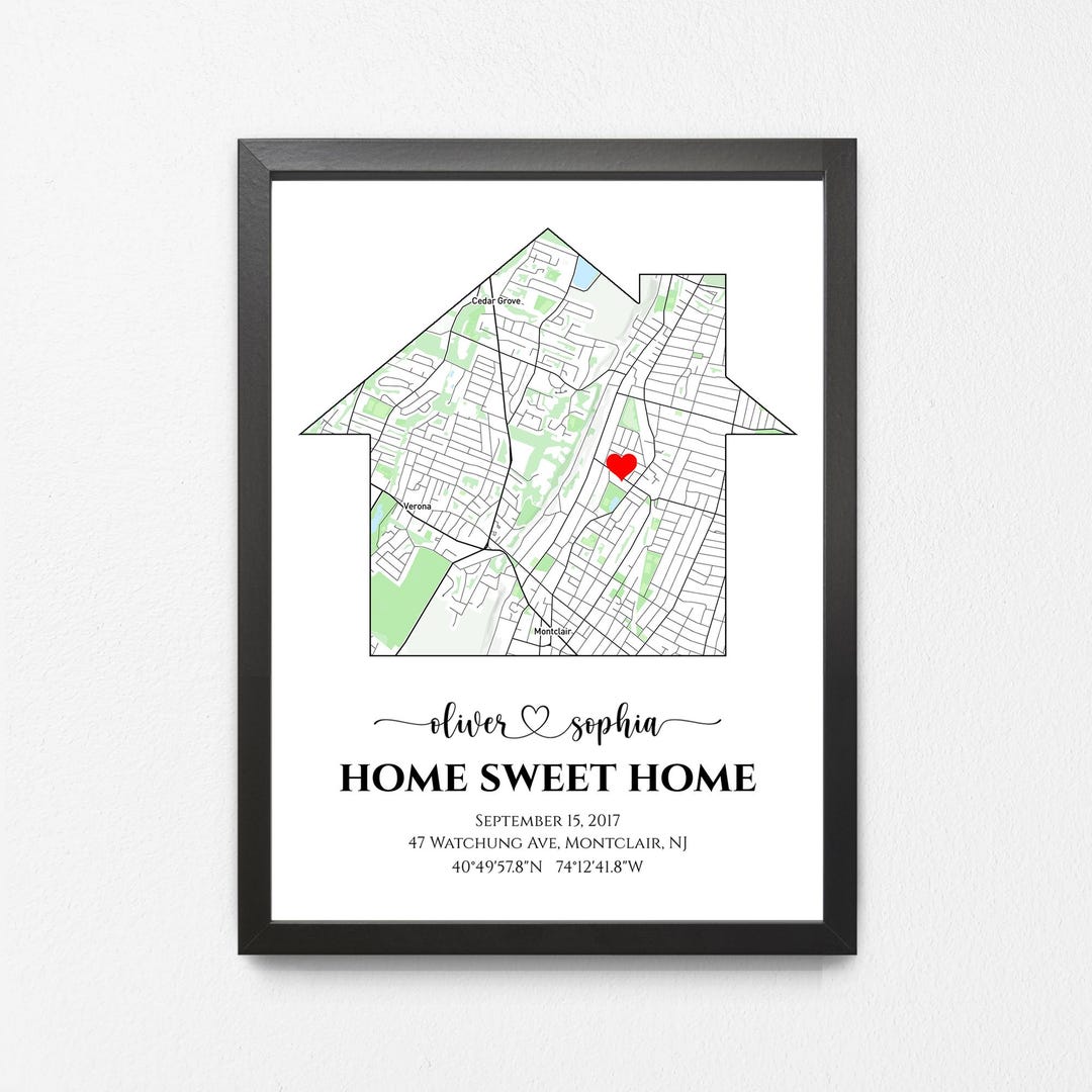 Personalized Housewarming Gift, Custom Home Map, First Time Home Buyer ...