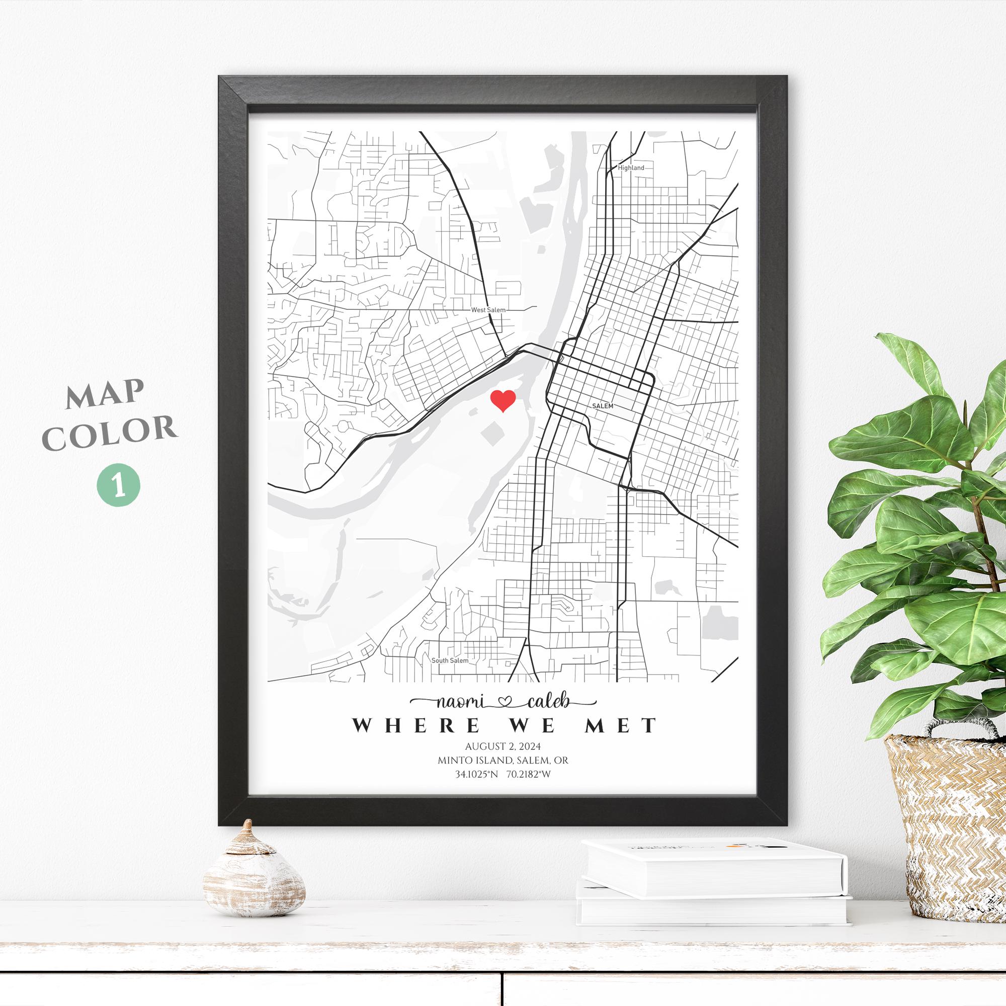 Custom Where We Met Map, Where It All Began, Birthday Gift, GPS ...
