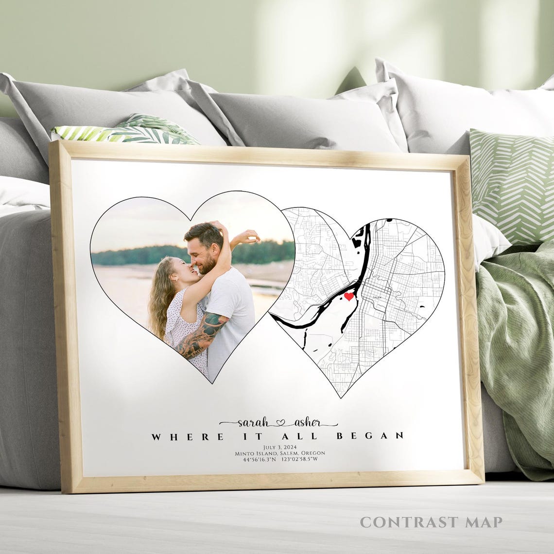 Custom Engagement Map With Frame, Engagement Gift for Couple, Where She ...