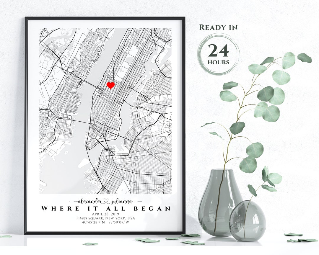 Custom Where It All Began Map, Personalized First Date Map, Where We ...