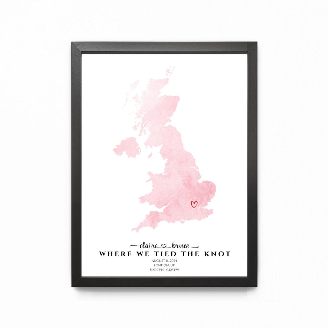 Where We Tied the Knot Map Custom Wedding Map Print Framed Newly ...