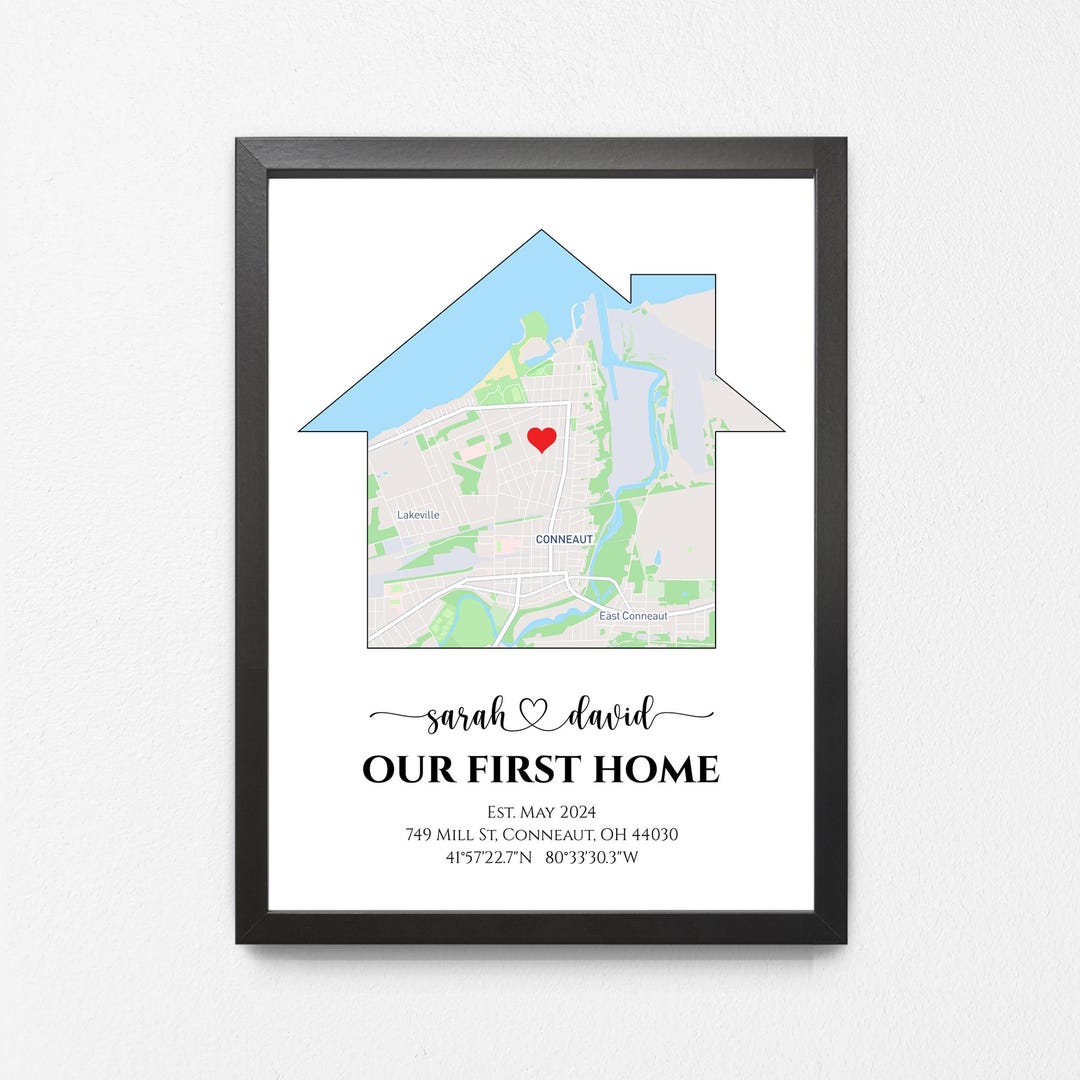 Best Friend Housewarming Gift, Custom First Home Map Print ...