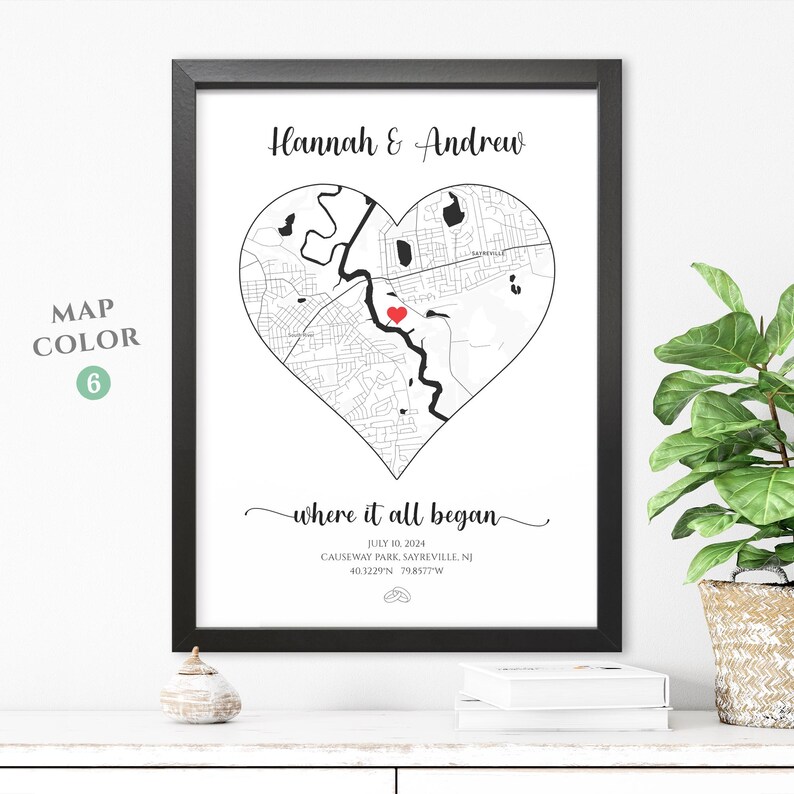 Where We Got Married Map, Custom Wedding Map Print Framed, Gift for ...