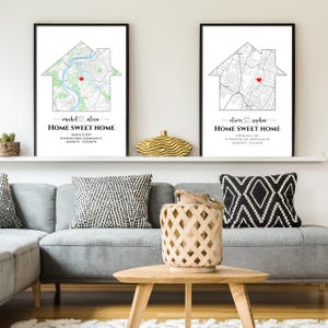 Custom Home Map, First Time Home Buyer, Personalized Housewarming Gift ...