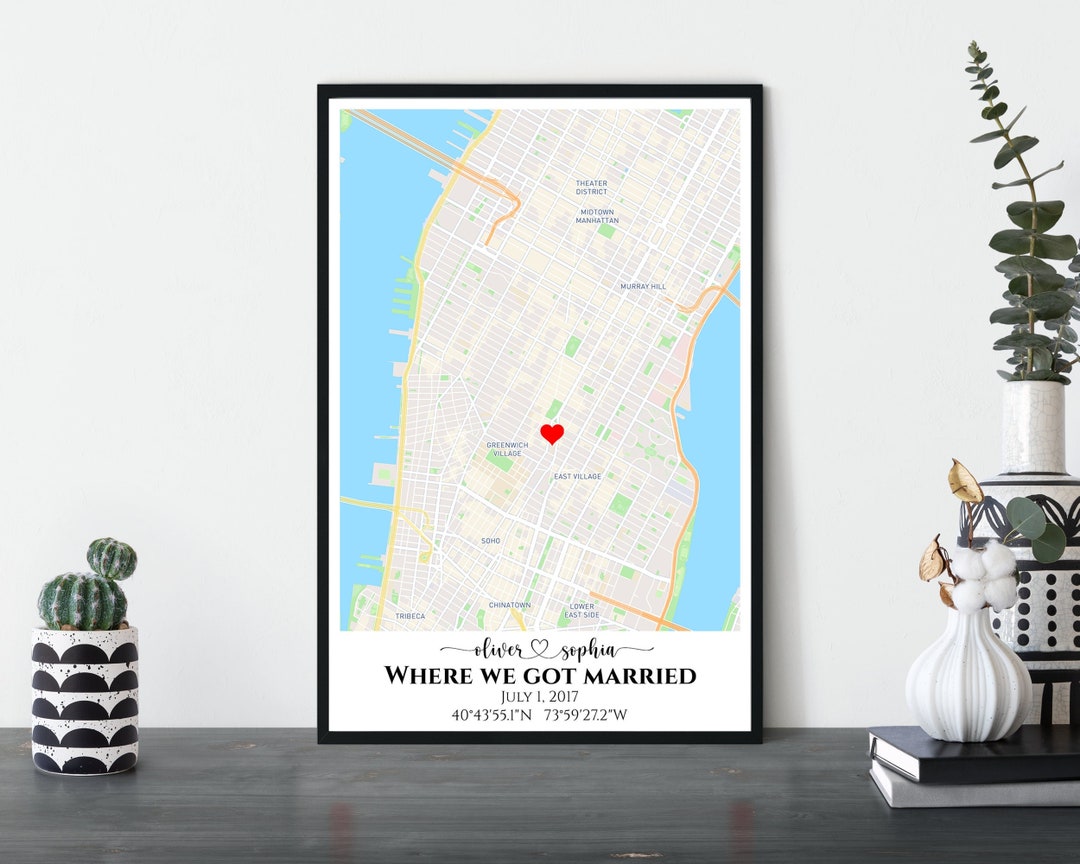 Custom Where We Got Married Map Latitude Longitude - Etsy