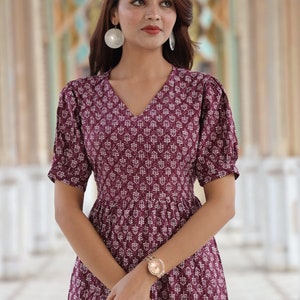 Block Print Dress, One Piece Dress for Women, Summer Dress, Handmade V ...