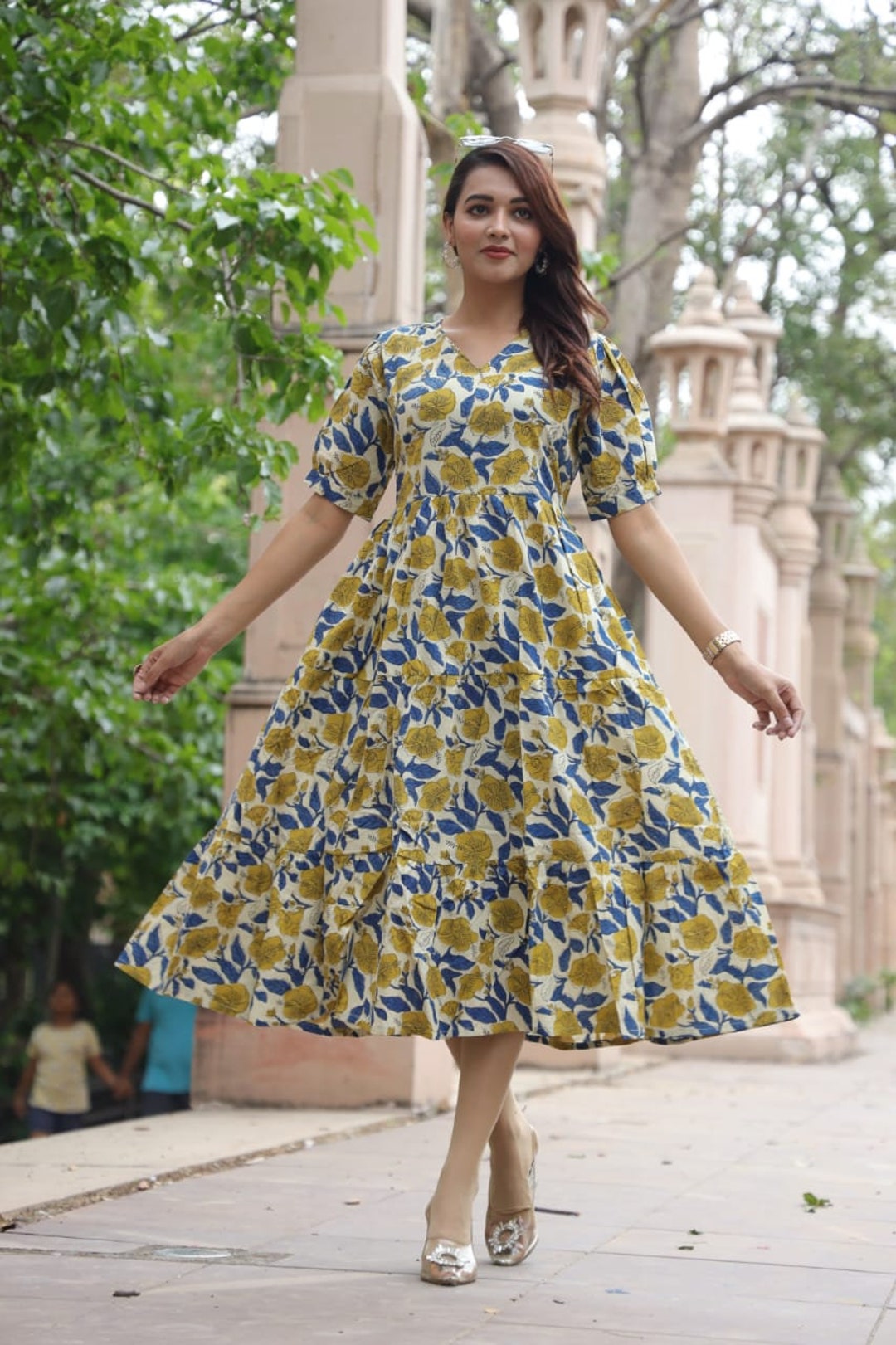 Block Print Dress, One Piece Dress for Women, Summer Dress, Handmade V ...