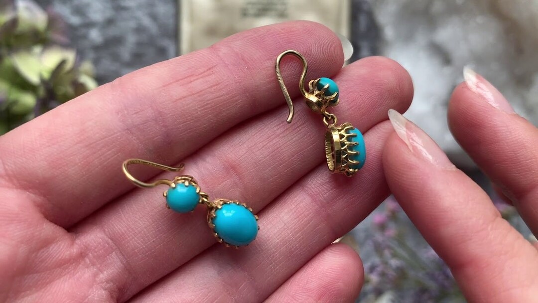 Antique Sterling Silver Turquoise Dangle Earrings Are Certainly a Great ...