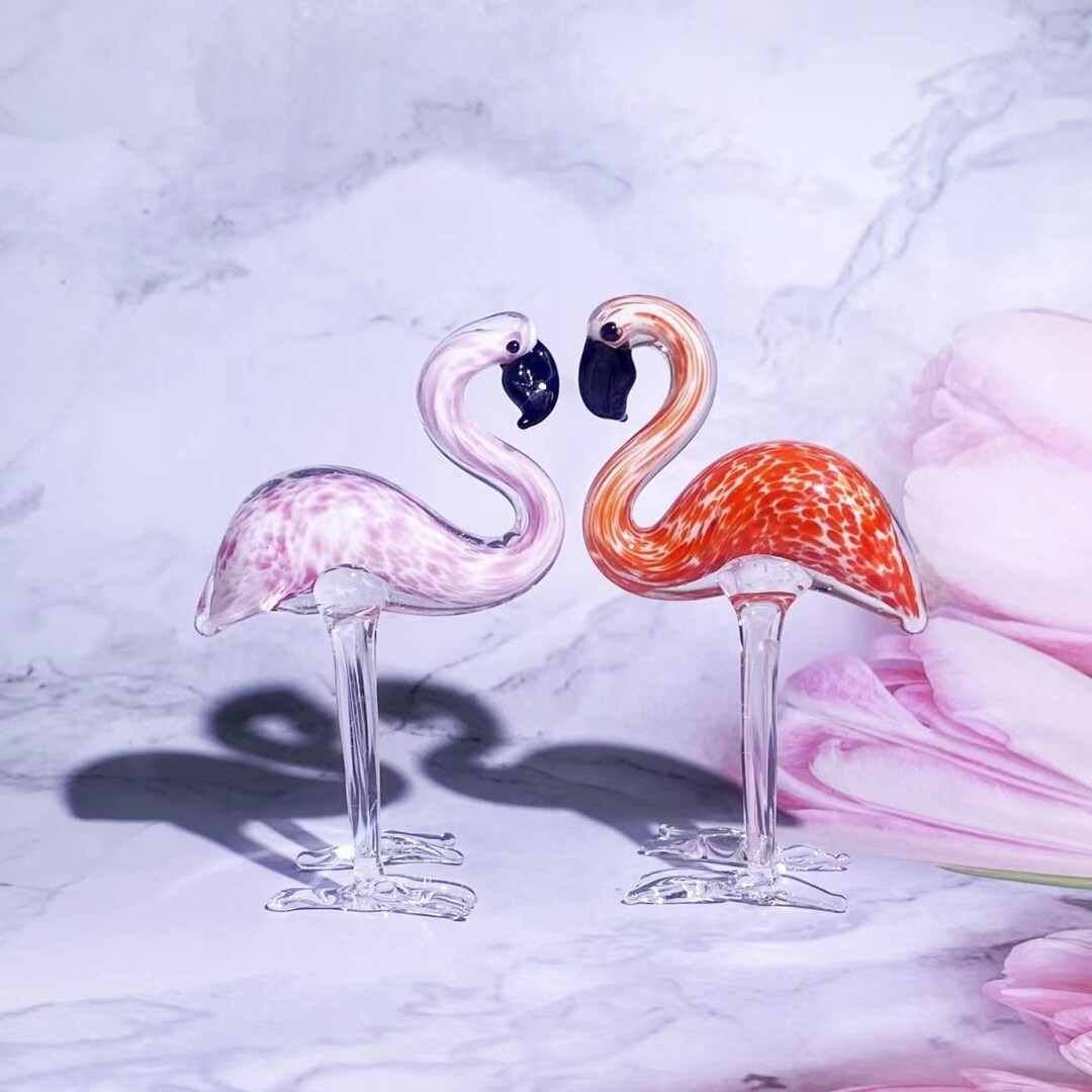 Glass Flamingo, Hand Blown Glass Flamingo Figurine,art Glass Flamingo ...