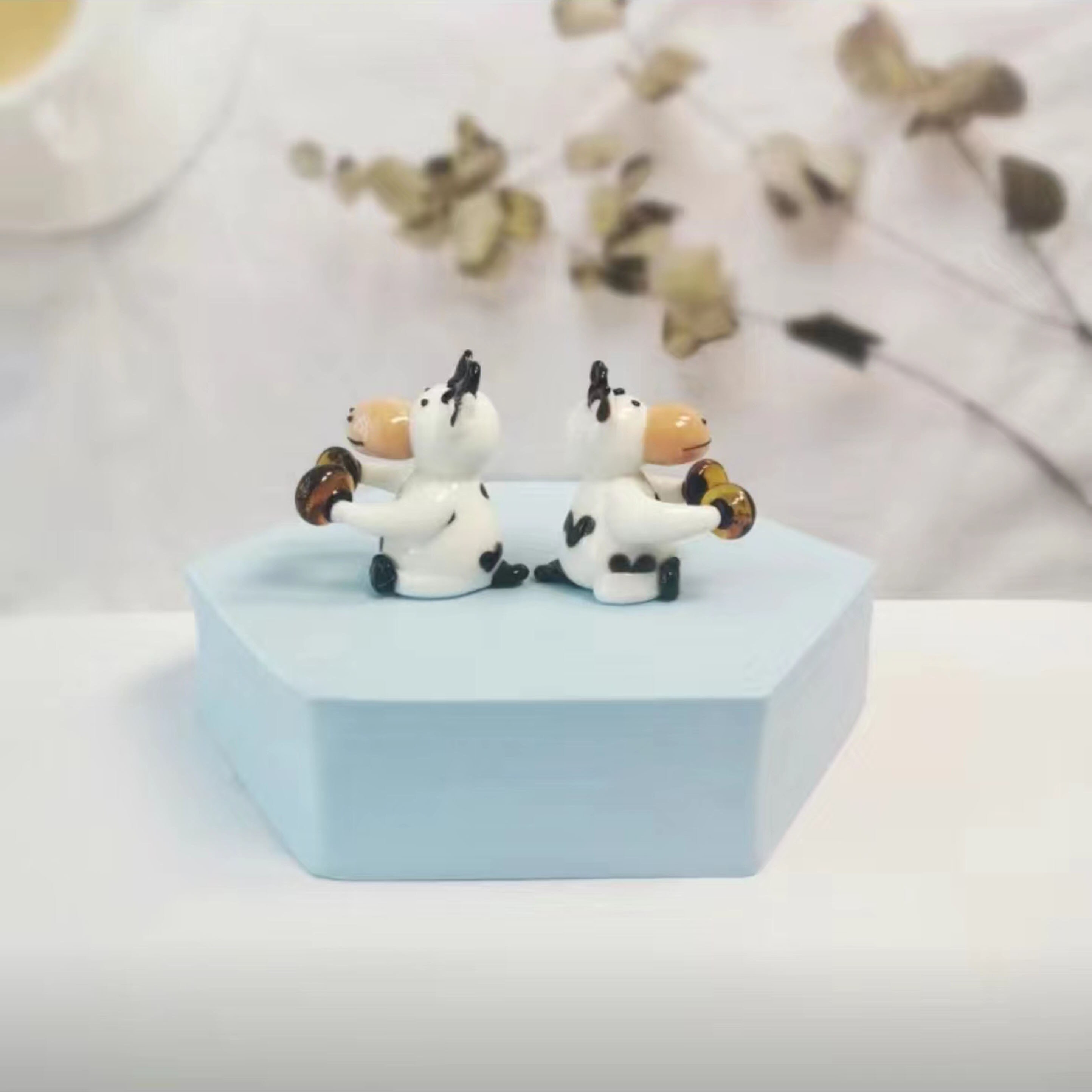 Glass Cow, Animal Figurines, Cow Glass Ornaments, Hand Blown Glass ...