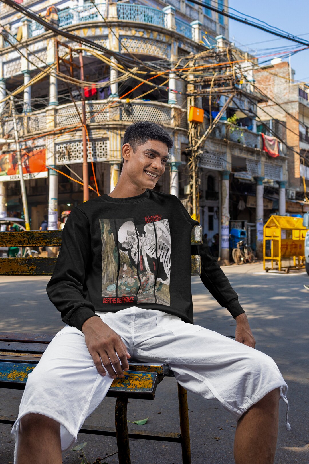 Japanese Vintage Art Sweatshirt, Samurai Skeleton Death Retro Ukiyo-e ...