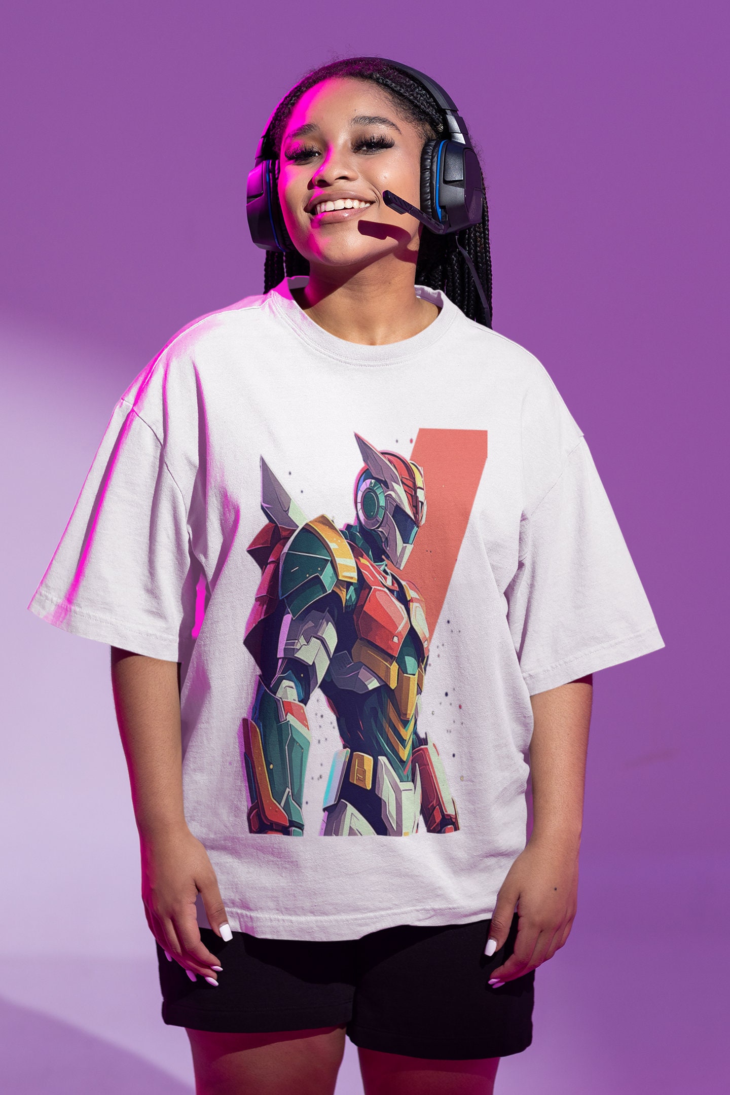 Humanoid Mech Super Ranger T-shirt Anime-style Graphic Tee, Unisex ...