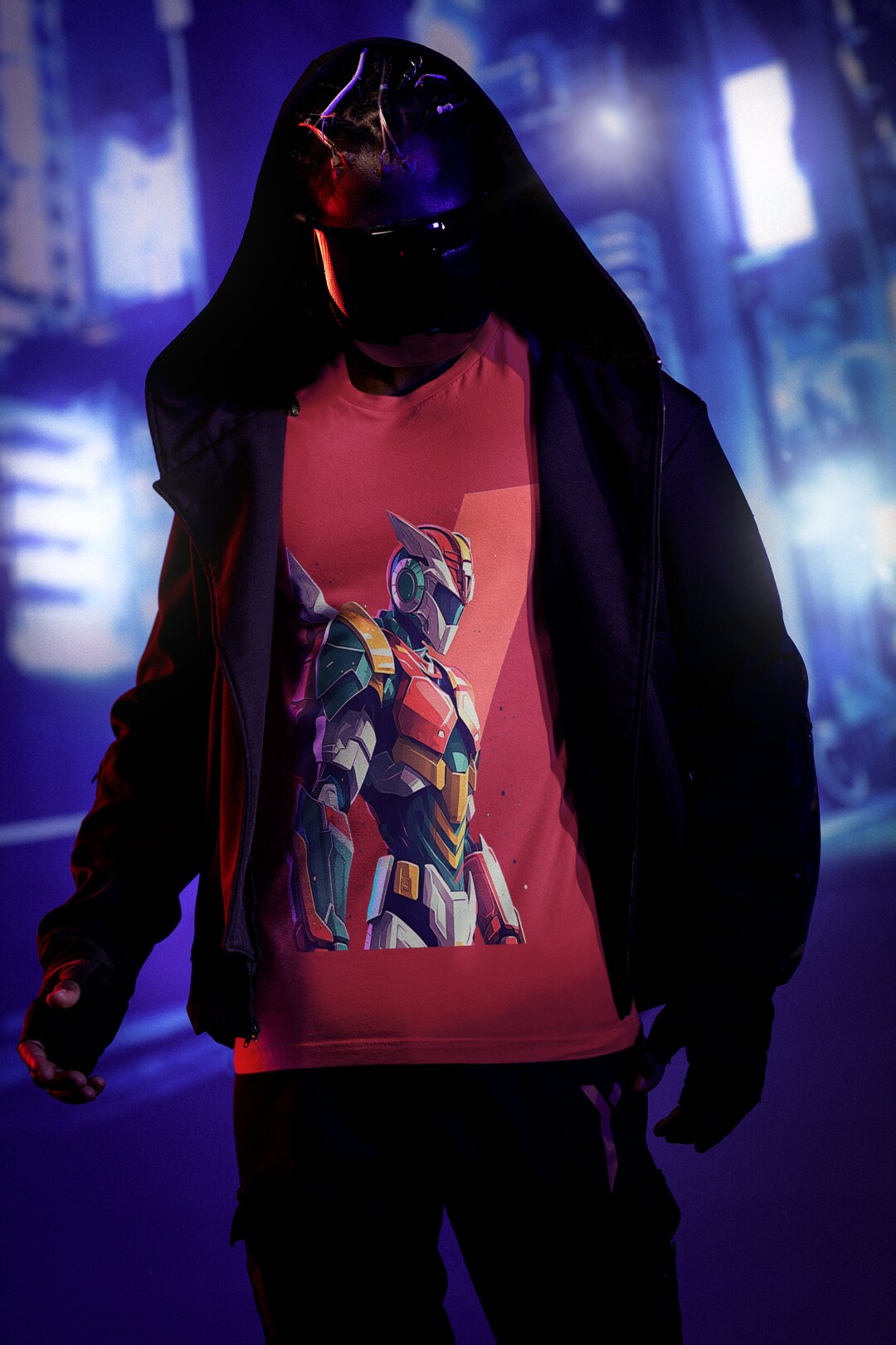 Humanoid Mech Super Ranger T-shirt Anime-style Graphic Tee, Unisex ...