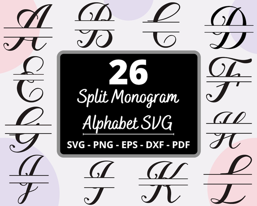 Split Monogram Alphabet SVG DXF PNG Split Monogram Frame - Etsy
