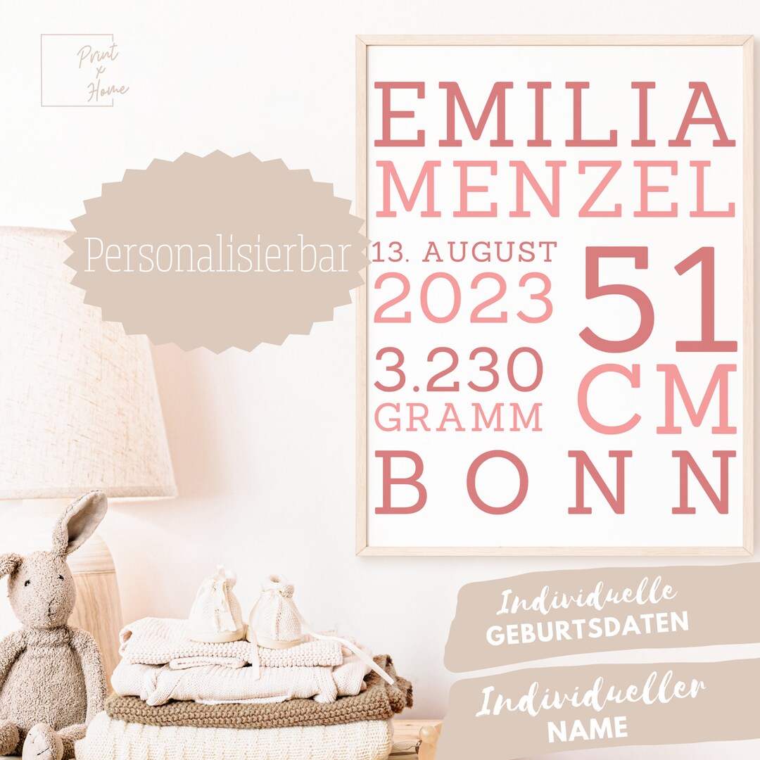 Personalized Birth Poster for Girls & Boys - Etsy