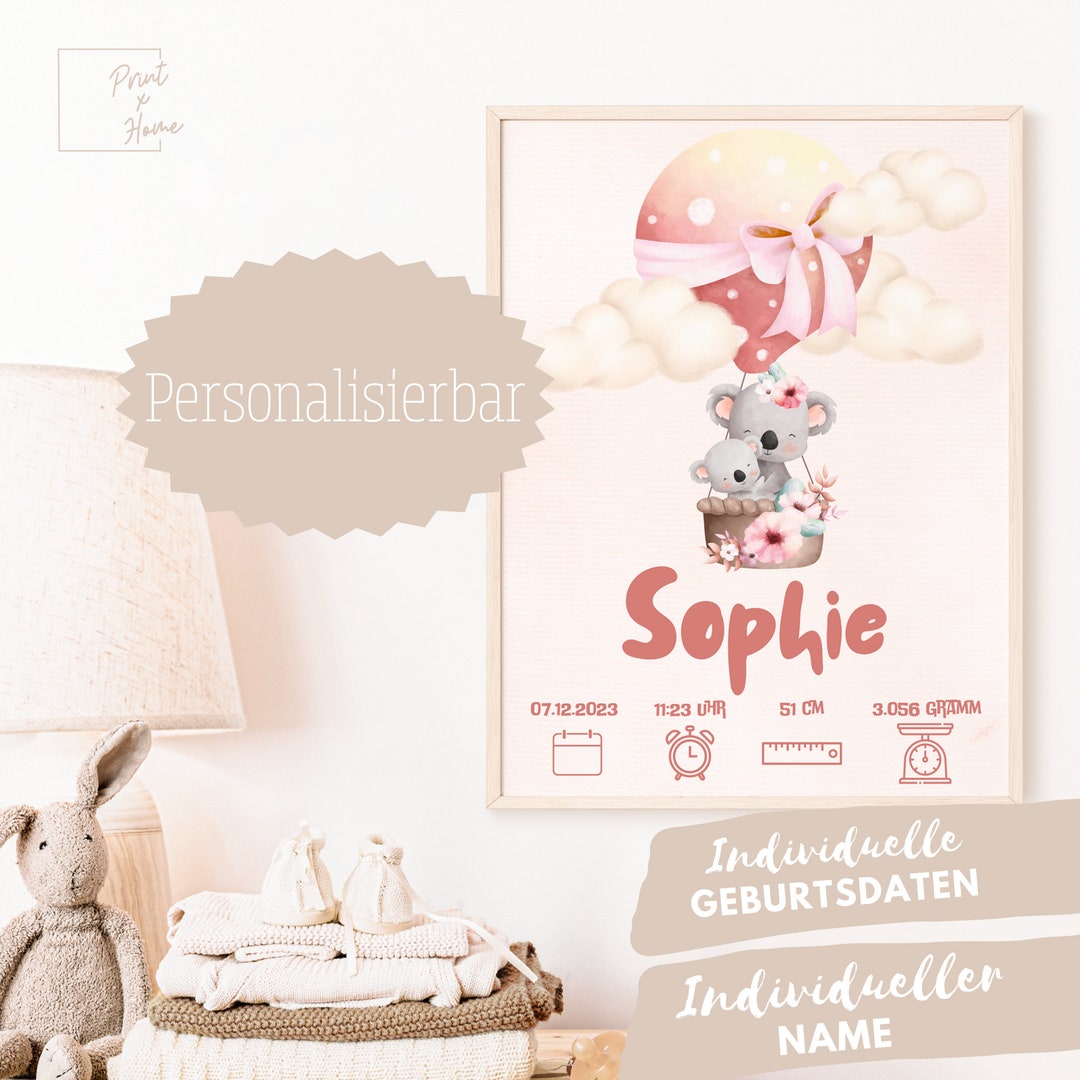 Personalized Birth Poster for Girls With Baby's Name & Birth Details ...