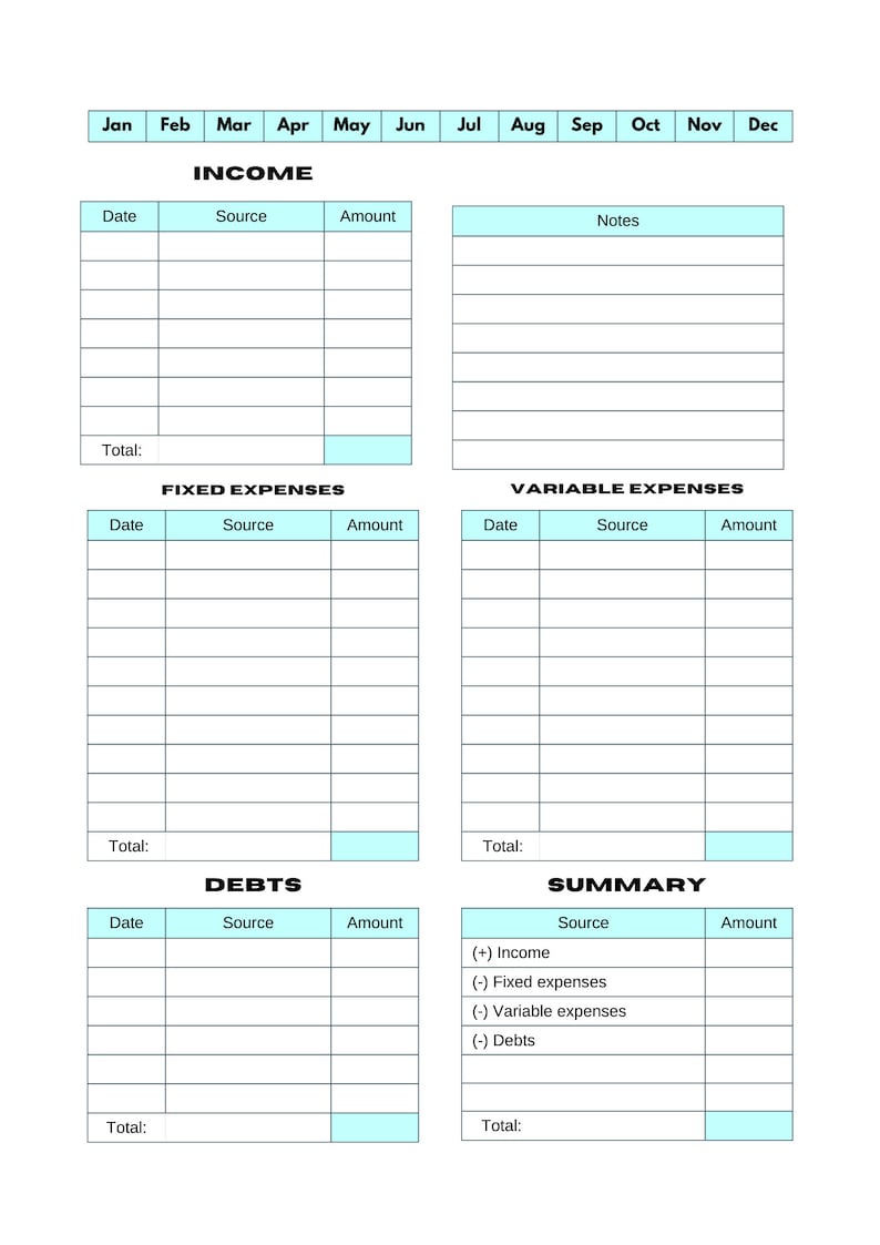 Printable Monthly Budget Planner Financial Planning - Etsy