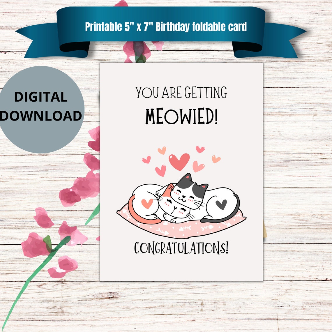 Funny Cat Engagement Card, Engagement Card for Crazy Cat Lady, Cat ...